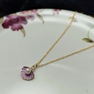 Jewelry | Pearl In Clam Shell Purple Enamel Seashell Mermaid Ocean ...